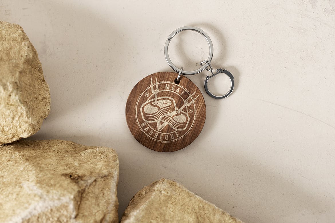 Round Branded Wooden Keychain Mockup | Premium & Free PSD Mockup Store