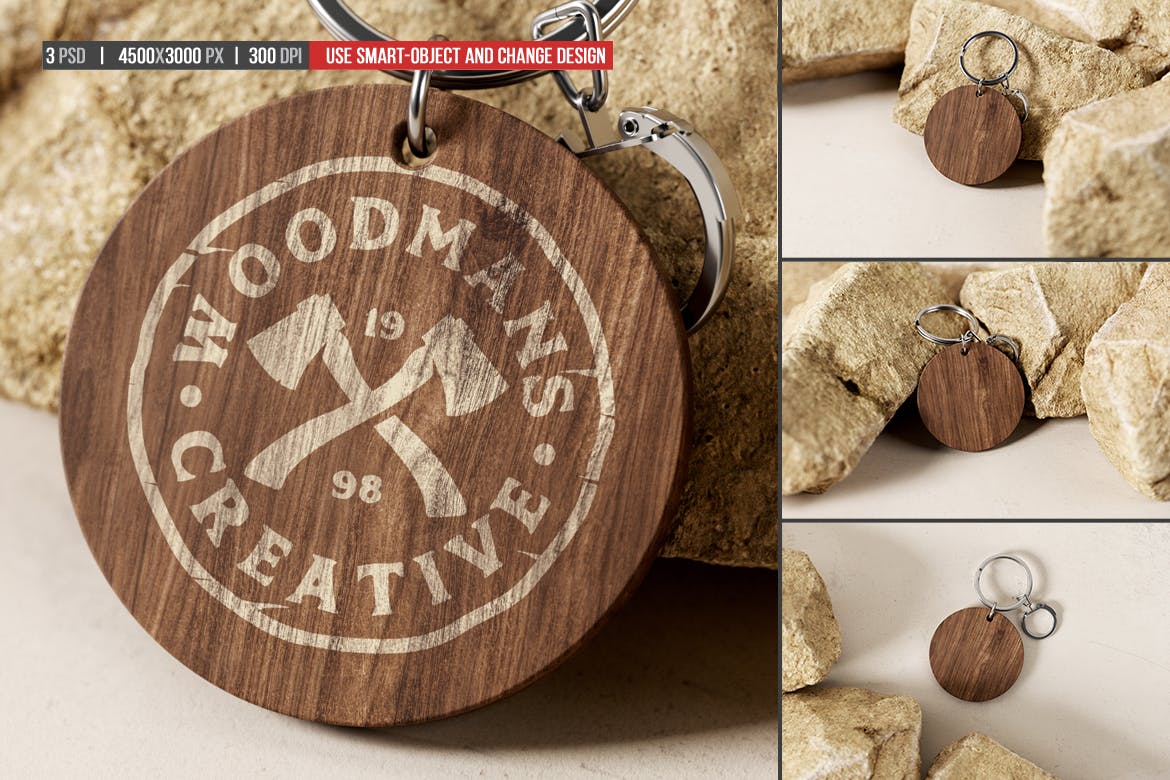 Round Branded Wooden Keychain Mockup | Premium & Free PSD Mockup Store