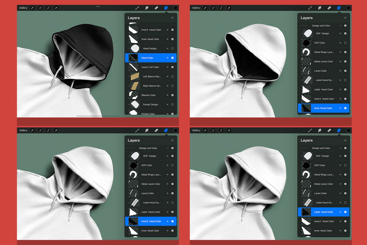 4 Mockups Unisex Oversize Hoodie for Procreate | Premium & Free PSD ...